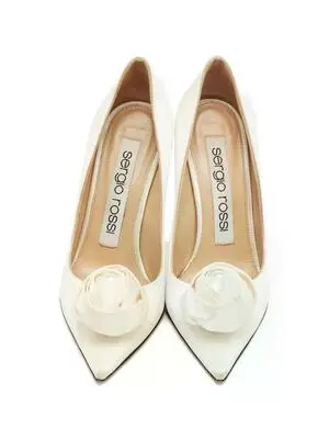 SERGIO ROSSI Rose-appliqué Satin Pumps
