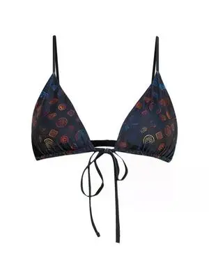Casablanca Monogram Tie Bikini Top - Blue