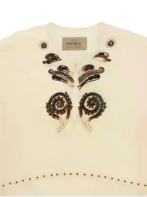 FORTELA Embroidered Blouse - Neutrals