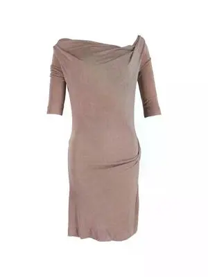 VIVIENNE WESTWOOD Asymmetric-neckline Midi Dress - Neutrals