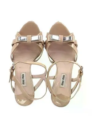 Miu Miu Bow-detail Crystal Ankle-strap Heeled Sandals
