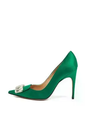 SERGIO ROSSI Crystal-embellished Satin Stiletto Pumps
