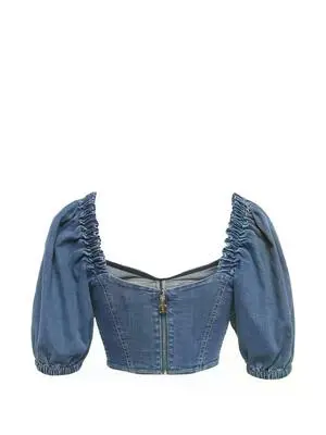 Elisabetta Franchi Denim Gathered Top