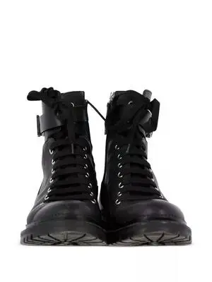 BOSS Buckled Lace-up Combat Boots