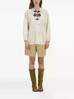 FORTELA Allegras Embroidered Blouse - Neutrals