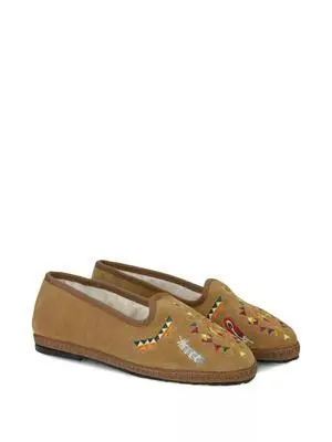 FORTELA Geometric-embroidery Pumps - Brown