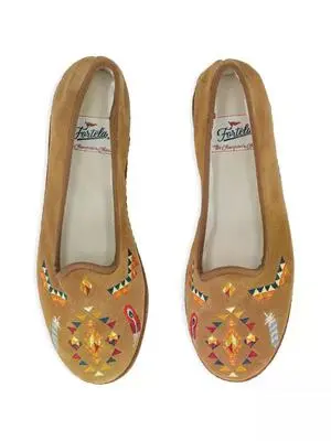 FORTELA Geometric-embroidery Pumps - Brown