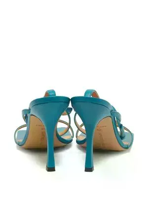 Bottega Veneta Square-toe Leather Sandals - Blue