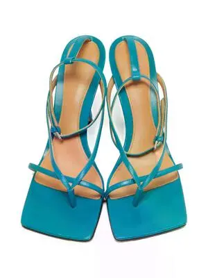 Bottega Veneta Square-toe Leather Sandals - Blue