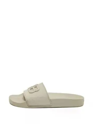 Balenciaga Bb Logo Slides - Neutrals