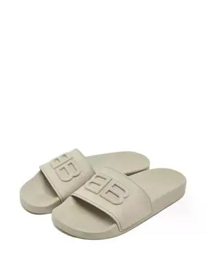 Balenciaga Bb Logo Slides - Neutrals