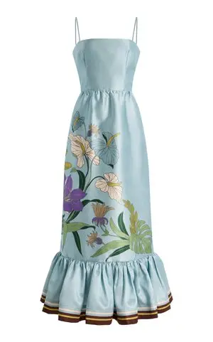 ALEMAIS Alfie Taffeta Midi Dress - Blue