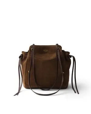 Prada Medium Suede Tote Bag - Brown