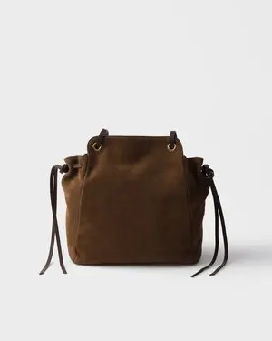 Prada Medium Suede Tote Bag - Cocoa Brown