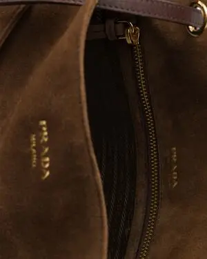 Prada Medium Suede Tote Bag - Cocoa Brown