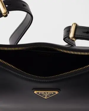 Prada Arqué Small Leather Shoulder Bag - Black