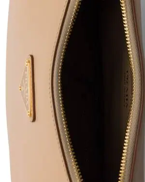 Prada Arqué Small Leather Shoulder Bag - Neutral
