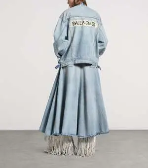Balenciaga Distressed Denim Jacket - Blue