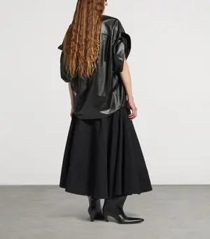 Balenciaga Leather Shirt With Tucked-sleeve Detail