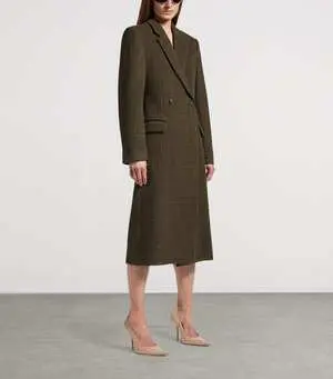Balenciaga Melton Wool Check Overcoat
