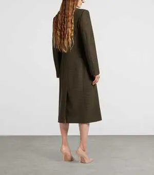 Balenciaga Melton Wool Check Overcoat