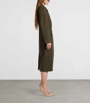 Balenciaga Melton Wool Check Overcoat