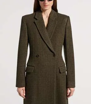 Balenciaga Melton Wool Check Overcoat