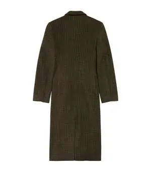 Balenciaga Melton Wool Check Overcoat