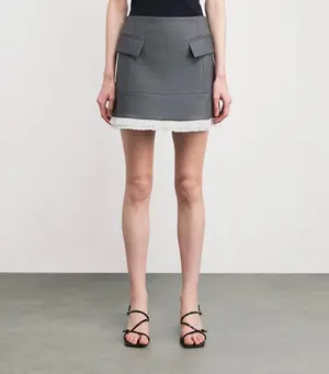 Maje Wool-blend Panelled Mini Skirt - Black