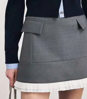 Maje Wool-blend Panelled Mini Skirt - Black