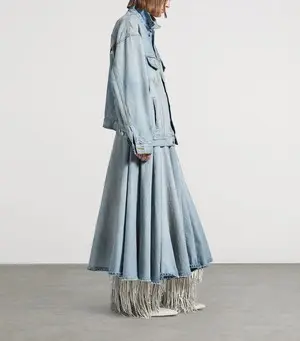 Balenciaga Godet Maxi Skirt In Denim