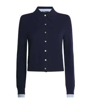 Maje Wool-cashmere Cardigan With Point Collar