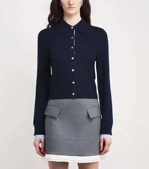 Maje Wool-cashmere Cardigan With Point Collar