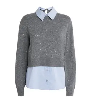 Maje Wool-blend Sweater And Shirt Set