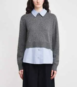 Maje Wool-blend Sweater And Shirt Set