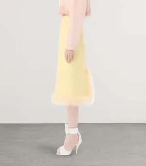 Valentino Garavani Virgin Wool-silk Trimmed Midi Skirt