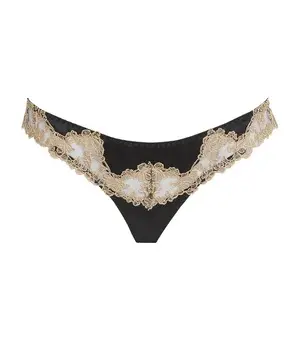 COCO DE MER Silk-blend Reina Skirted Thong - Black
