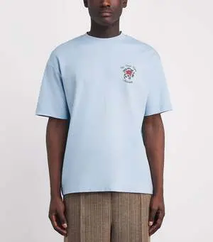 Drole De Monsieur Cotton Rose Slogan T-shirt