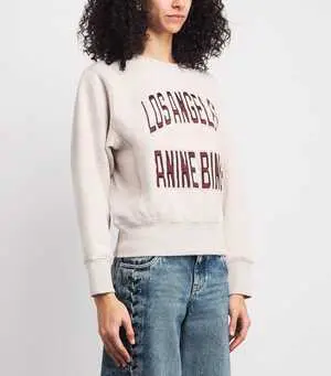 ANINE BING Harry Shrunken Sweatshirt With Graphic Logo - Beige
