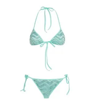 Missoni Knitted Embellished Zigzag Bikini - Blue