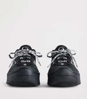 Balenciaga Leather Hamptons Platform Sneakers - Black