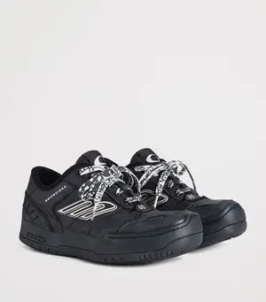 Balenciaga Leather Hamptons Platform Sneakers - Black