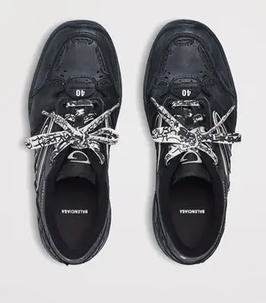Balenciaga Leather Hamptons Platform Sneakers - Black