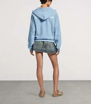 Balenciaga Cotton Zip-up Hoodie - Blue