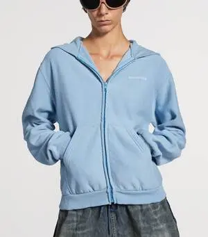 Balenciaga Cotton Zip-up Hoodie - Blue