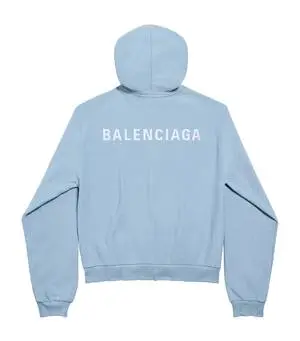 Balenciaga Cotton Zip-up Hoodie - Blue