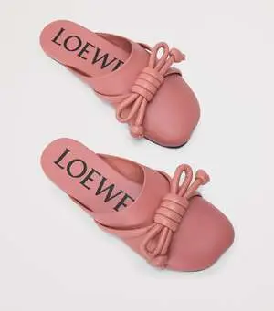 Loewe Lambskin Flamenco Knot Mules - Pink
