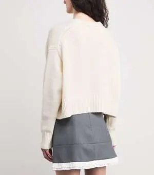 Maje Wool-cashmere Brooch Sweater - White