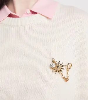 Maje Wool-cashmere Brooch Sweater - White