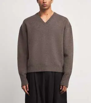 Studio Nicholson Wool-cashmere V-neck Sweater - Grey